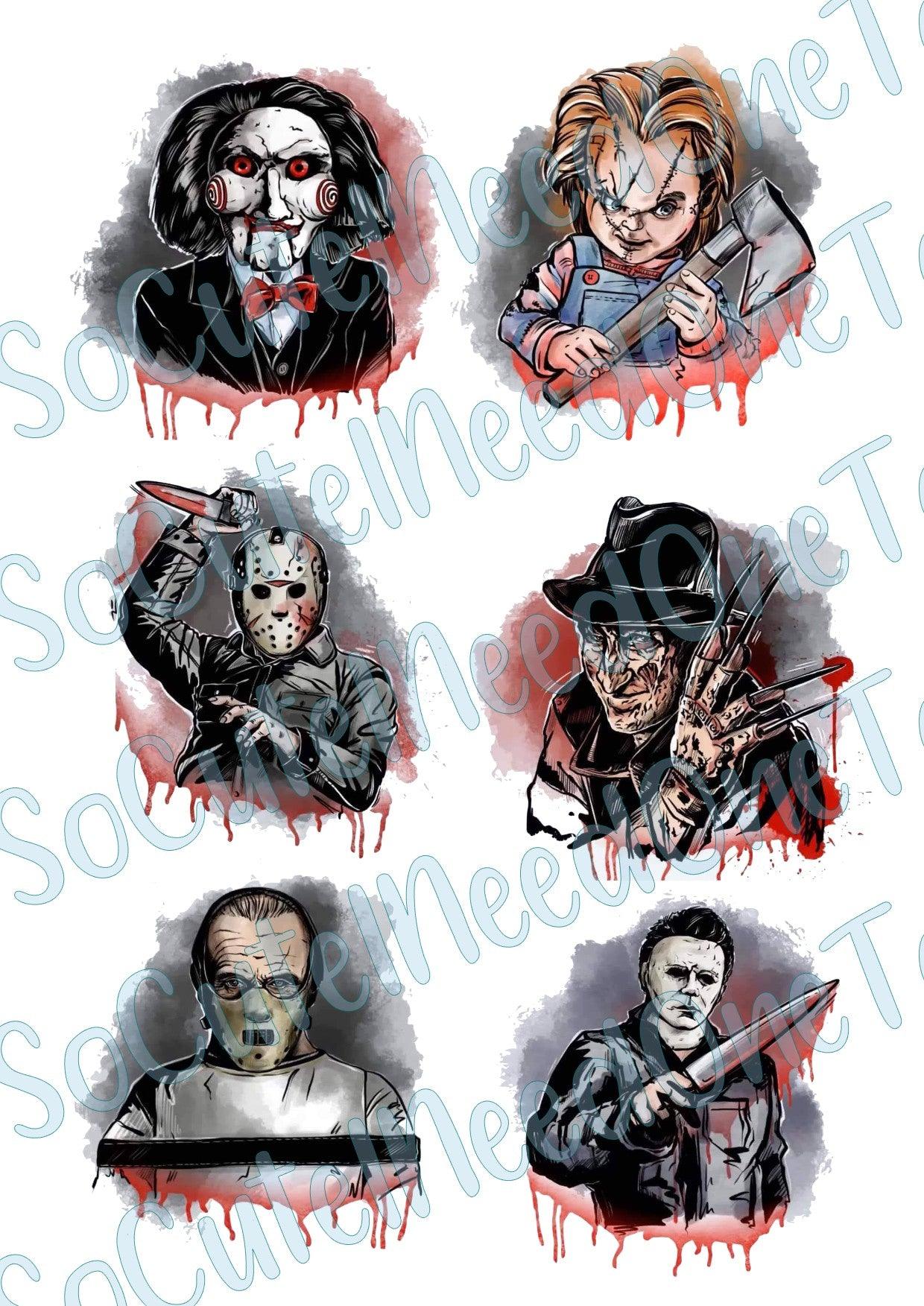 Horror - 6 Killers on Gray Backing Waterslide Decals – SoCuteINeedOneToo